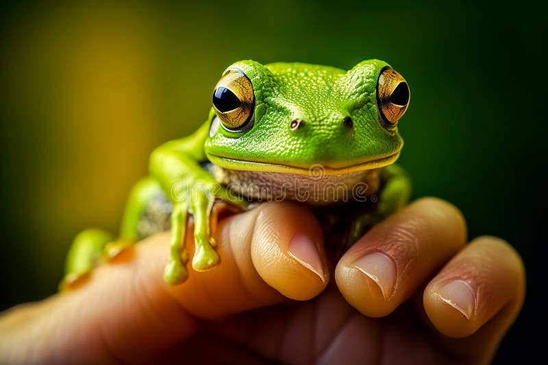 A Frog on a Person S Finger. Generative AI Stock Illustration ...