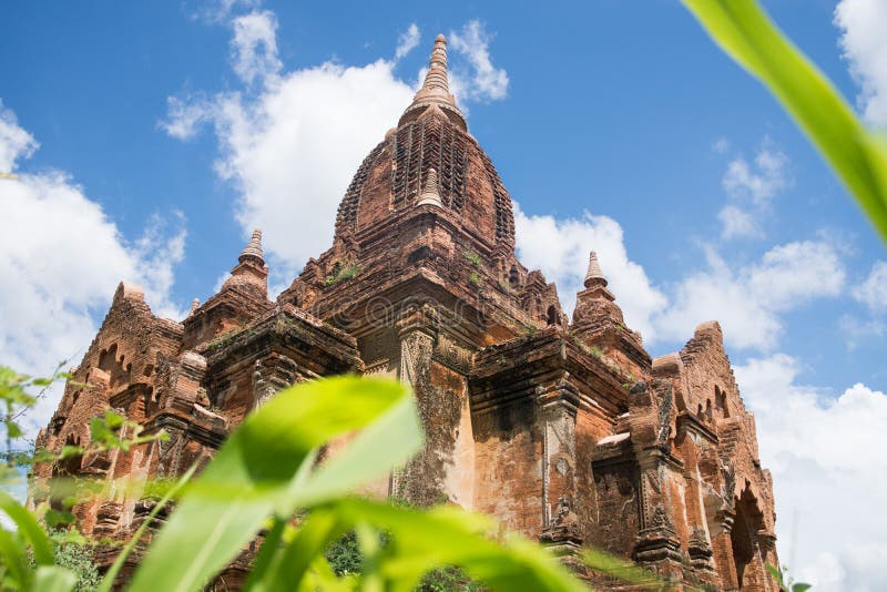 Frog Perspective View of Pagoda at Bagan Field in Myanmar Stock Photo ...