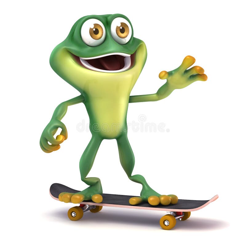 Frog on a skateboard stock illustration. Illustration of ecosystem ...