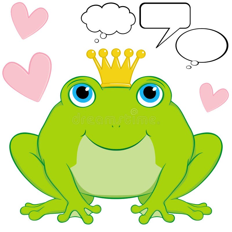 Cute Frog Prince with Hearts Stock Vector - Illustration of fairy ...