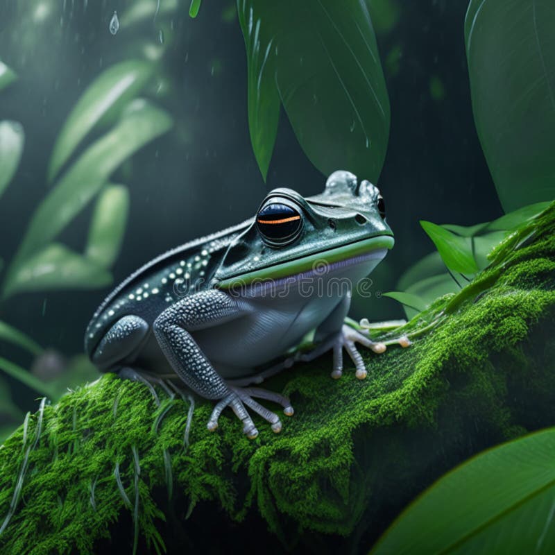 Frog in the Rainforest. Green Frog in the Rainforest Stock Illustration ...