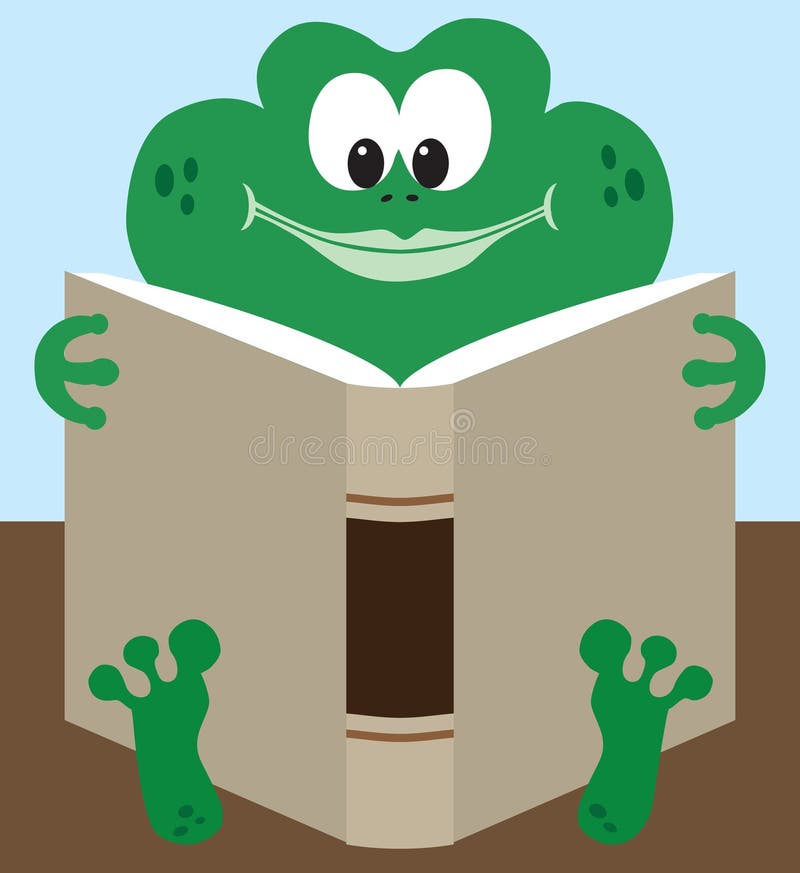 Frog Reading Book stock vector. Illustration of lair - 297423137