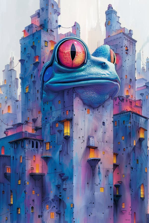A Frog with Red Eyes is Sitting on Top of a Building, AI Stock Image ...
