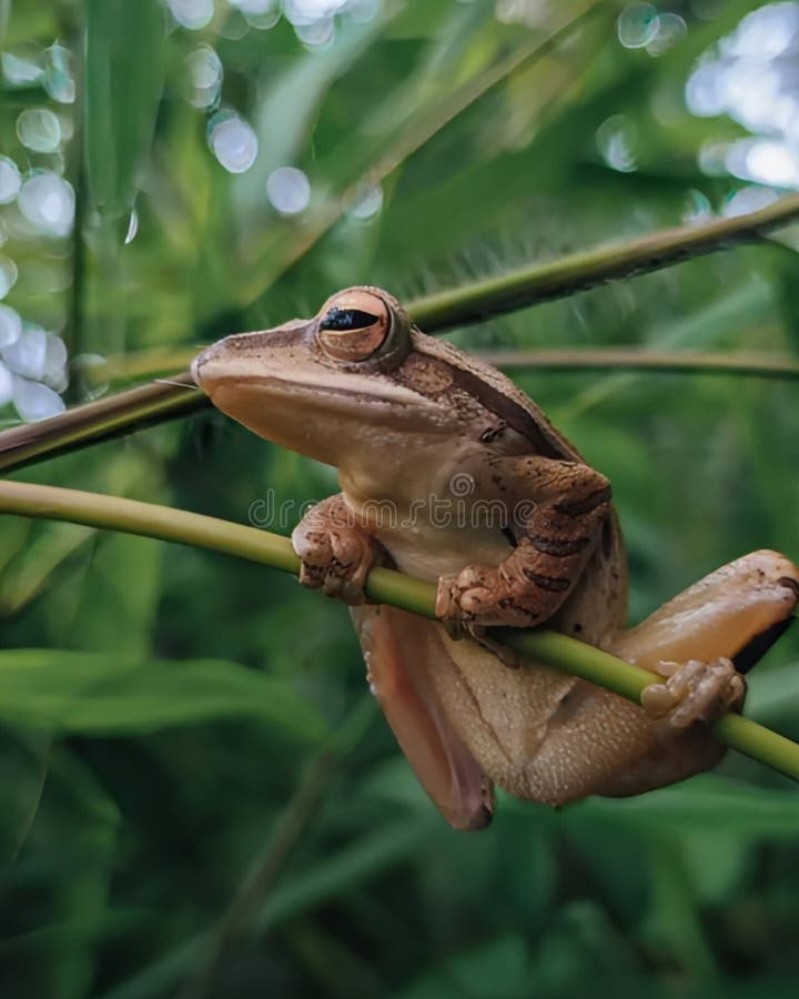 A frog relaxing stock image. Image of reptile, green - 261689127