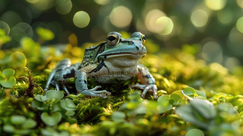 Frog Resting on Lush Green Field. Generative AI. Stock Photo - Image of ...