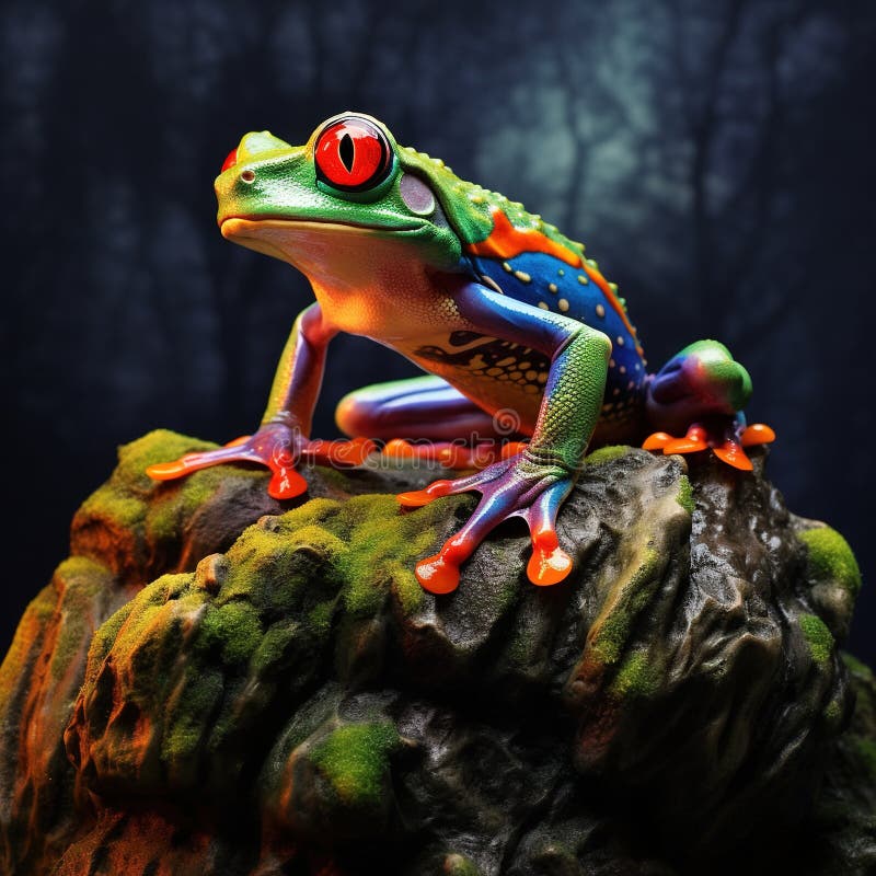 Frog on a rock stock illustration. Illustration of wildlife - 293690655
