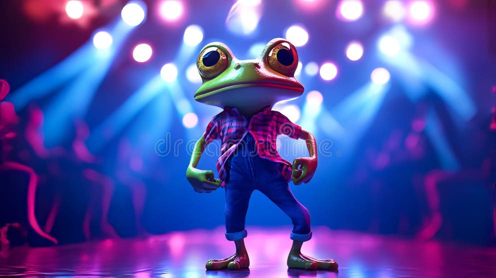 Frog Rockstar on Stage stock illustration. Illustration of frog - 391683333