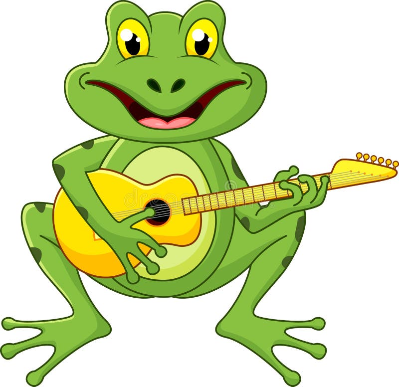 Frog singing with guitar stock vector. Illustration of humor - 40962327