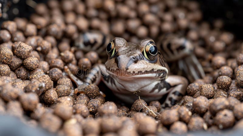 A Frog Sitting in a Bowl of Balls with Its Eyes Open, AI Stock Image ...