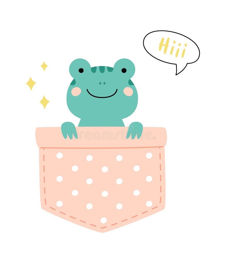 Frog Sitting Inside Pocket stock vector. Illustration of prints - 276021733