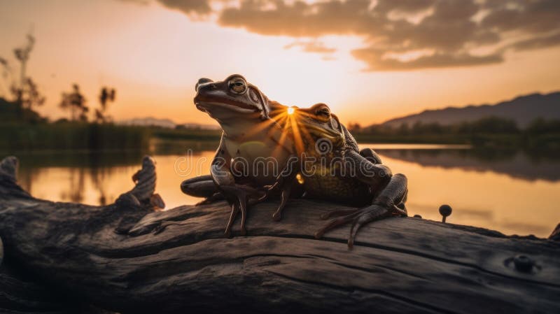 A Frog Sitting in the Water Next To Another Frog. Generative AI Image ...