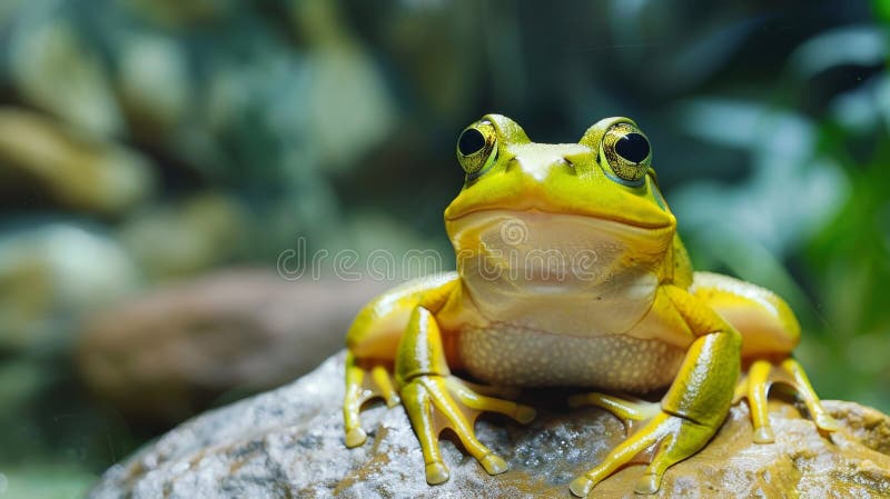 A Frog Sitting on a Rock in the Middle of Some Water, AI Stock Photo ...