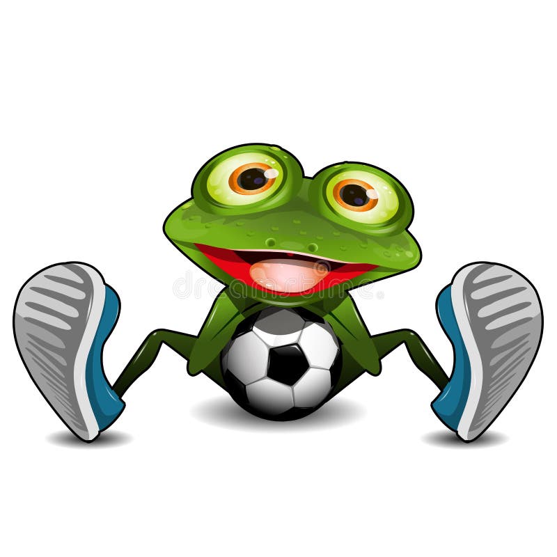 Frog Sitting with a Soccer Ball Stock Vector - Illustration of jump ...