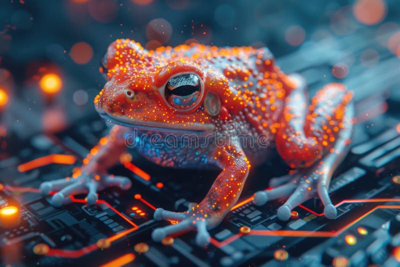 Frog Sitting on Top of Computer Keyboard Stock Image - Image of animal ...