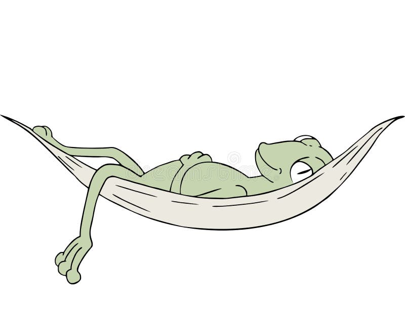 Frog sleeping in hammock stock vector. Illustration of weekend - 223204116