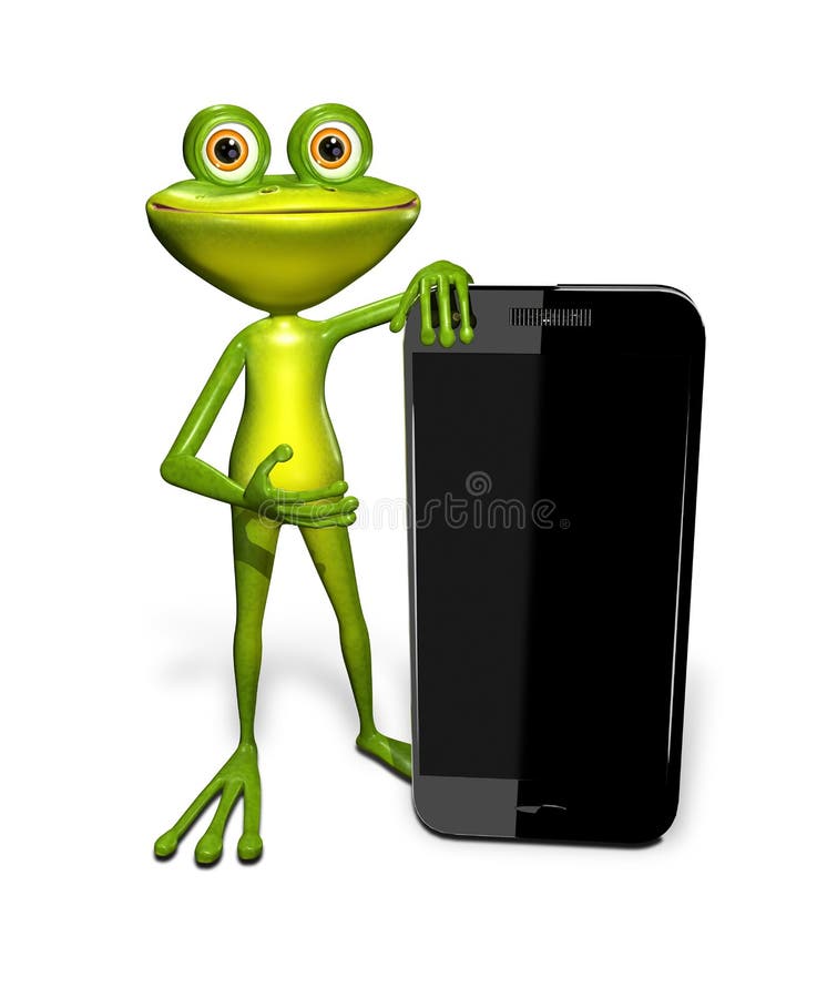 Frog with a smartphone stock illustration. Illustration of telephone ...