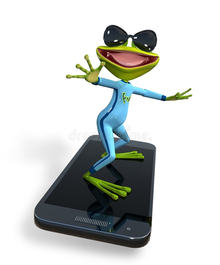 Frog with a smartphone stock illustration. Illustration of telephone ...