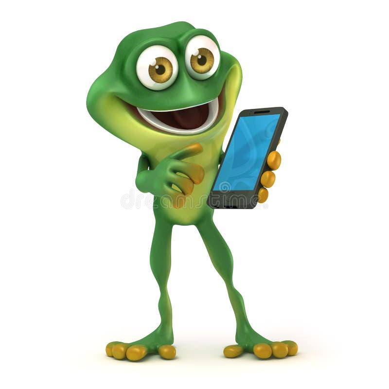 Frog with smartphone stock illustration. Illustration of mobile - 46792335