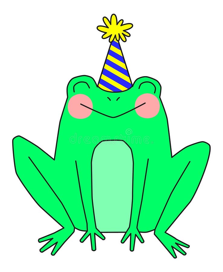 Frog Smiling Happily in the Middle of a Party Cartoon Illustration ...