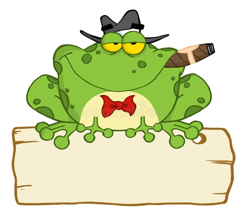 Frog Smoking a Cigar on a Wood Sigh Stock Vector - Illustration of ...
