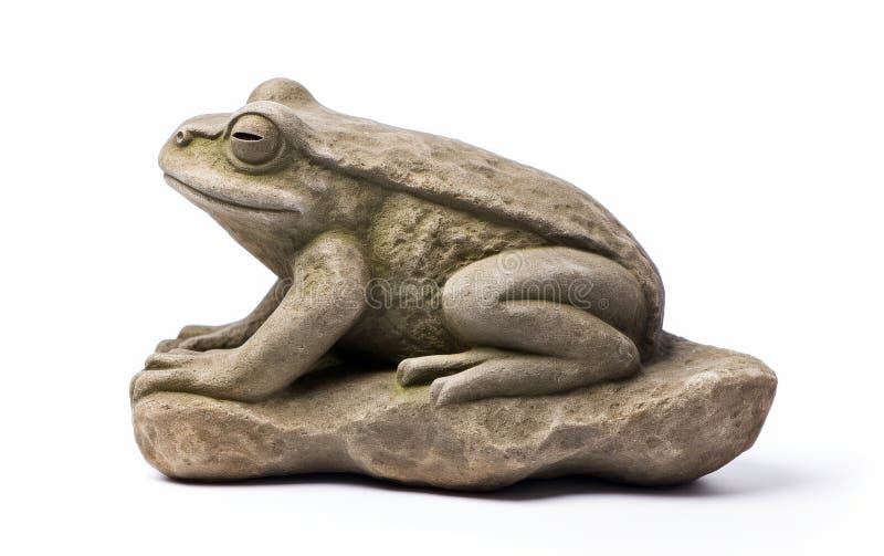 A Frog Statue Sitting on Rock Stock Illustration - Illustration of frog ...