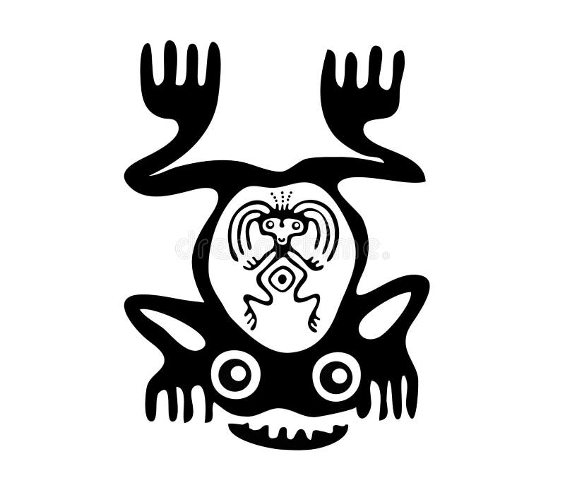 Frog in style of Maya stock vector. Illustration of petroglyph - 41863313
