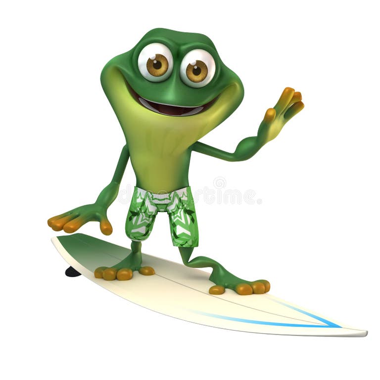 Frog surfing stock illustration. Illustration of happy - 46413725