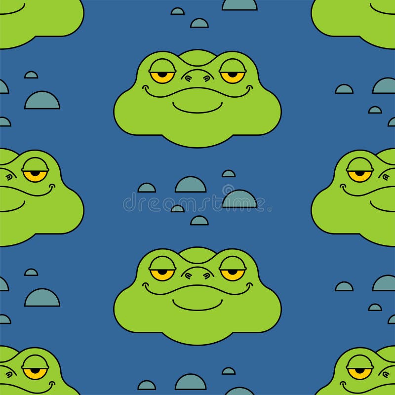 Frog Seamless Pattern. Green Toad in Swamp. Many Amphibious Animal ...