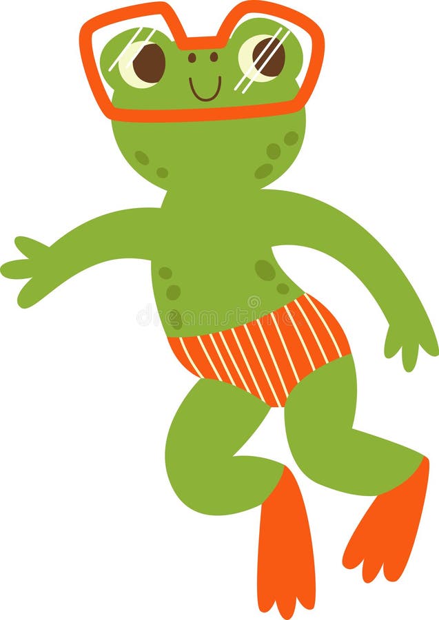 Frog Swimming Under Water Diving Stock Vector - Illustration of frog ...