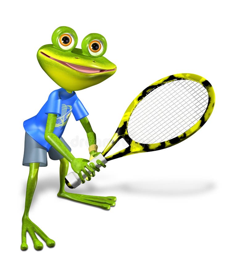 Frog tennis player stock vector. Illustration of racket - 32569486