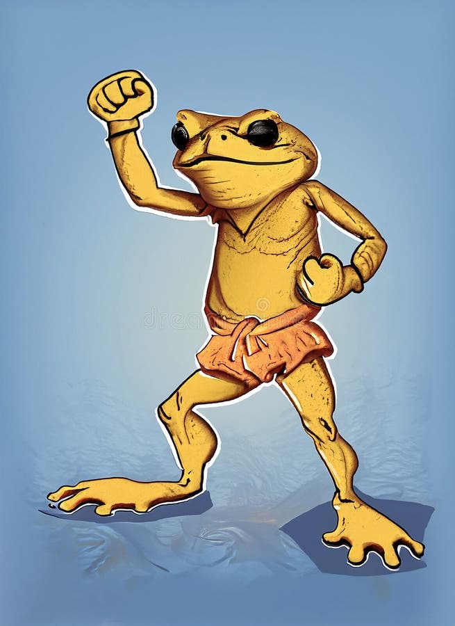 The Frog Toad Practicing Karate Stock Illustration - Illustration of ...