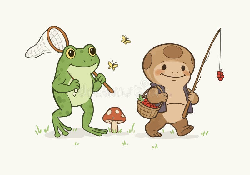 Frog and Toad Walking Illustration. Stock Illustration - Illustration ...
