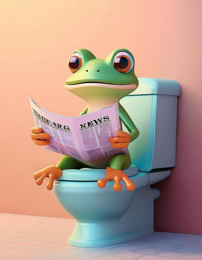 Frog on toilet cartoon stock illustration. Illustration of bathroom ...