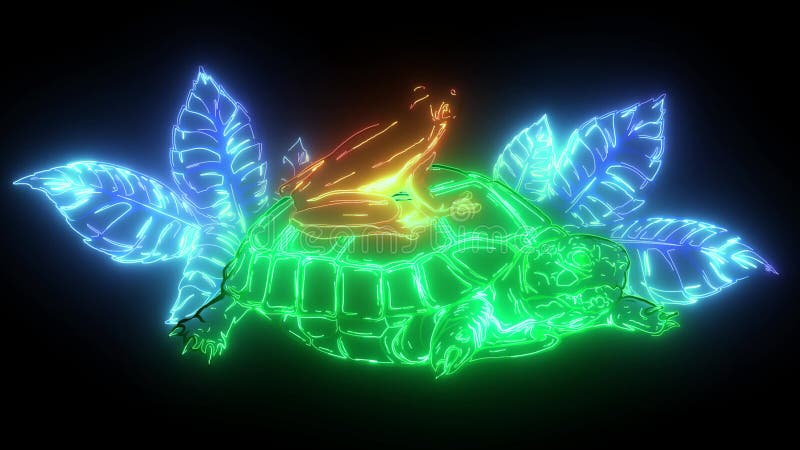 Frog and Turtle Digital Neon Video Stock Footage - Video of frog, laser ...
