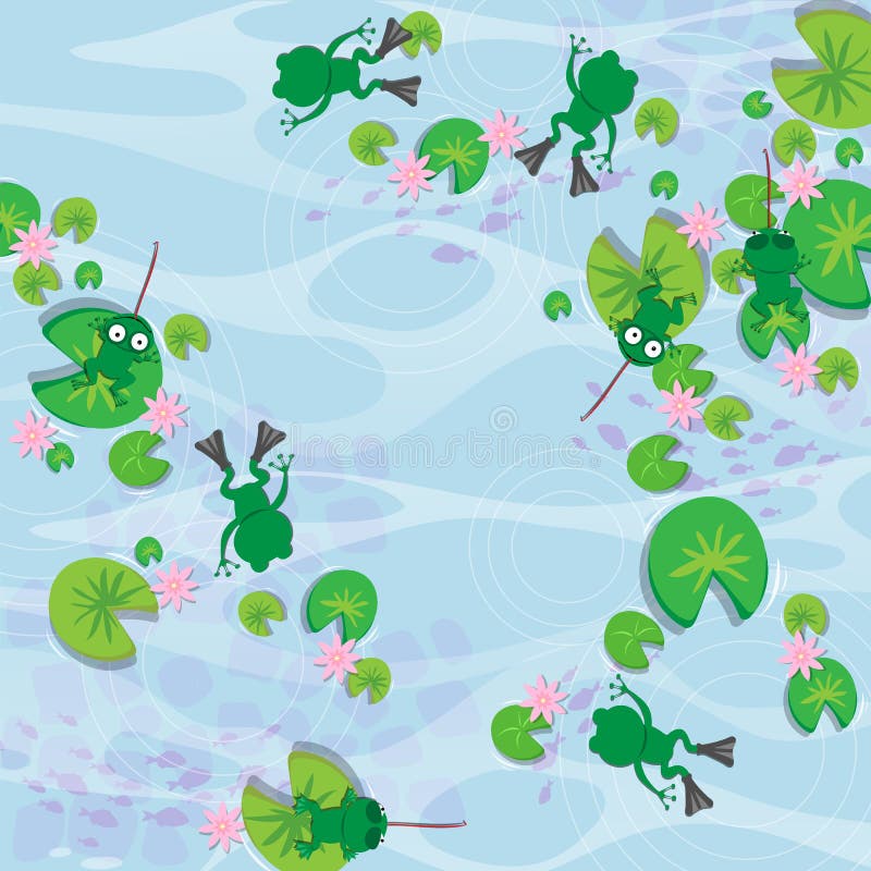 Frog in Swamp Seamless Pattern Stock Illustration - Illustration of ...