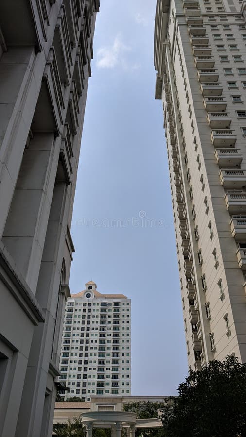 Frog View Perpective of Cream Building Stock Image - Image of skyline ...