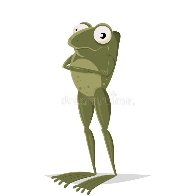 Vector Illustration of a Funny Cartoon Frog with Arms Crossed Stock ...