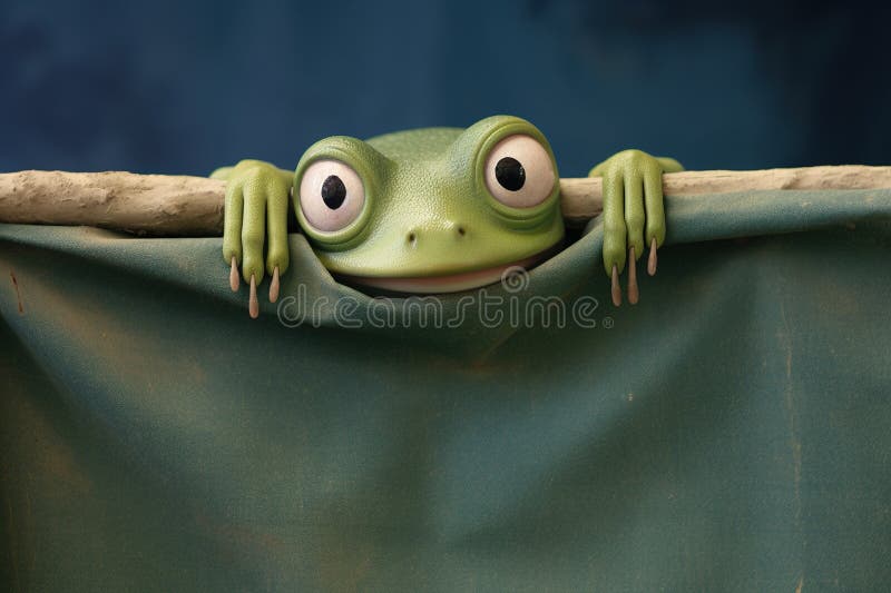Frog on the Wall. Frog Peeking Out Stock Illustration - Illustration of ...