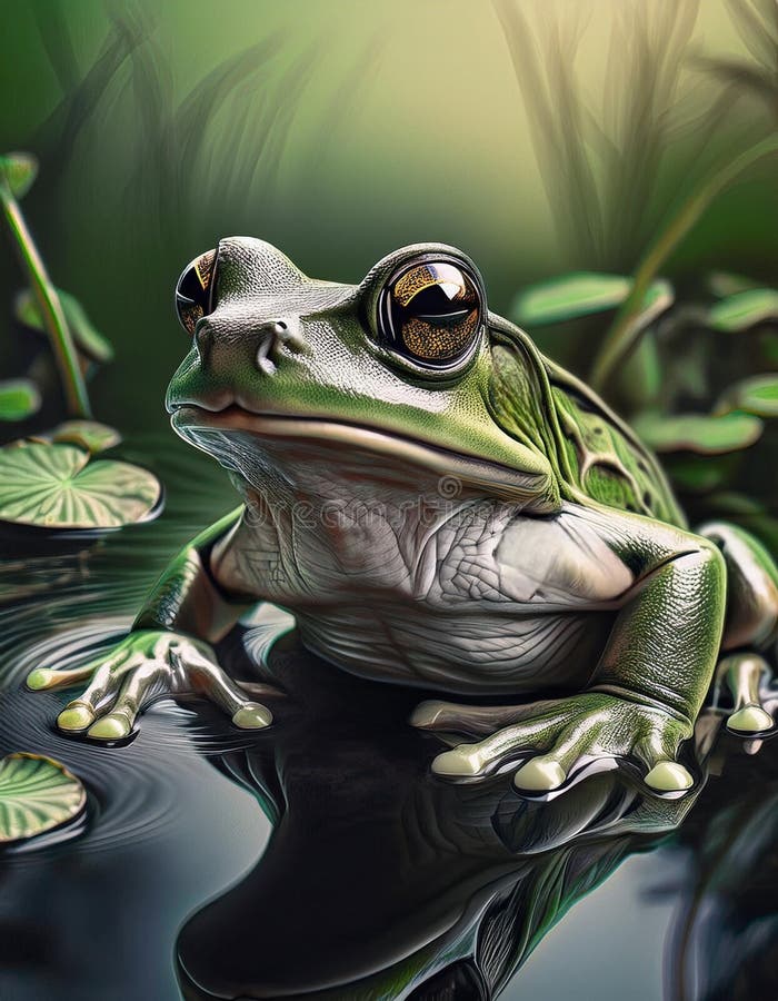Frog in water cartoon stock photo. Image of green, animals - 342470306