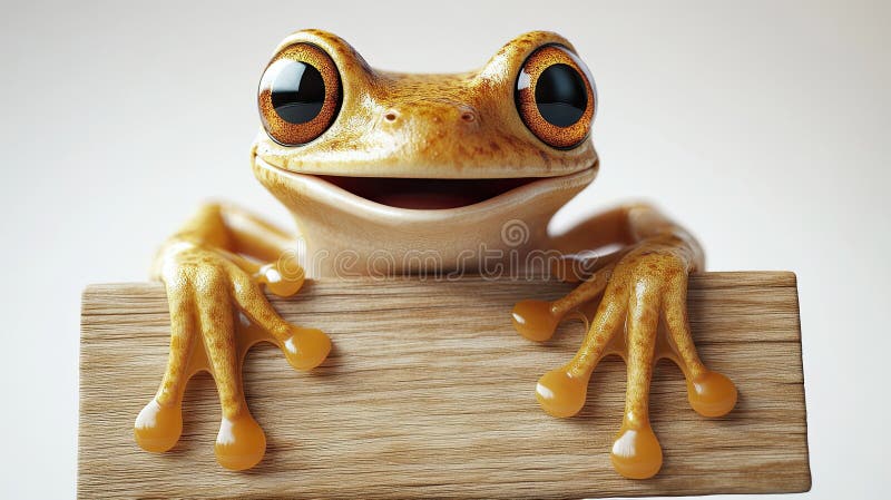 A Frog is Waving To the Camera with an Advertising Sign. Stock Photo ...