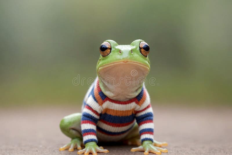 A Frog Wearing a Sweater, Generative Ai Stock Illustration ...