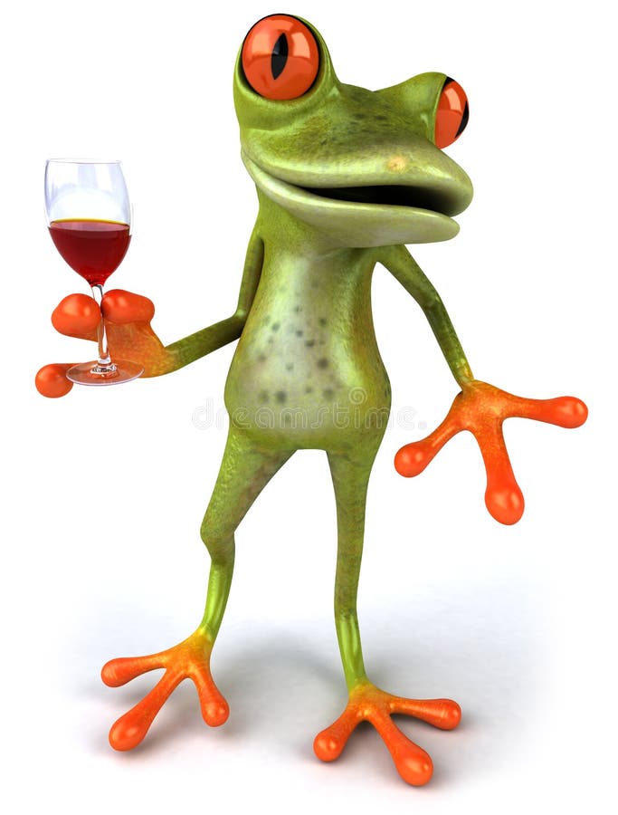 Frog with wine stock illustration. Illustration of tropics - 9188246