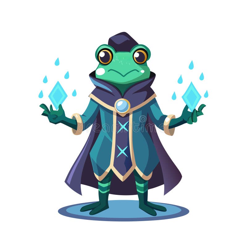 Frog Wizard Casting Magic Spells, Cartoon Character Illustration ...