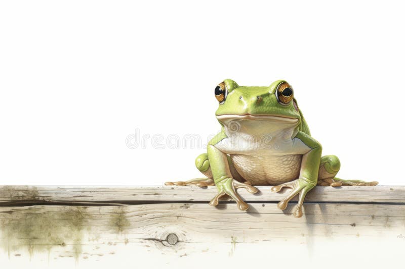 Frog with a Wooden Sign Isolated on White Stock Image - Image of white ...