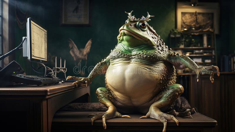 Frog at Work: a Frog Typing Away on a Computer Stock Illustration ...