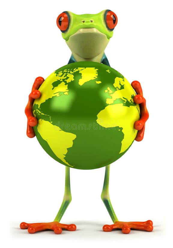 Frog with the world stock illustration. Illustration of aqua - 11006488