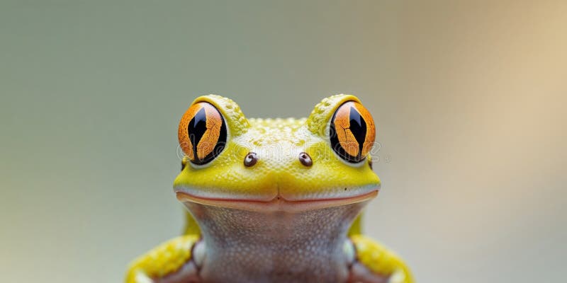 A Frog with a Yellow Face and Orange Eyes Stock Image - Image of orange, frog: 369425393