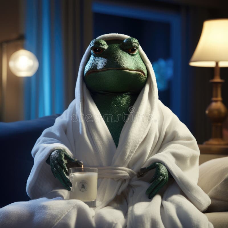 Froggy in a Plush Robe, a Nighttime Companion Stock Illustration ...