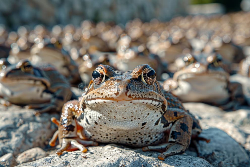 A Lot of Frogs in Natural Habitat Stock Illustration - Illustration of ...