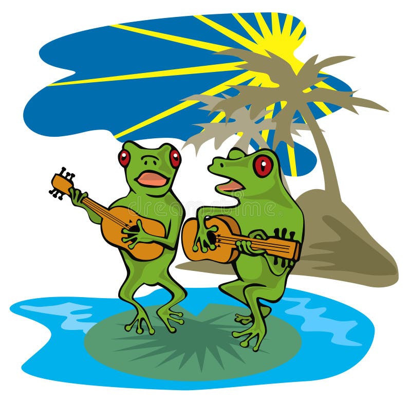 Frogs Singing and Playing Guitar Stock Vector - Illustration of reptile ...